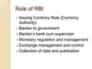 Reserve Bank Of India : Role ,Functions Structure and Management | PPTX