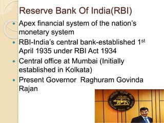 Reserve Bank Of India : Role ,Functions Structure and Management | PPTX