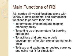 Reserve Bank Of India : Role ,Functions Structure and Management | PPTX