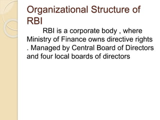 Reserve Bank Of India : Role ,Functions Structure and Management | PPTX