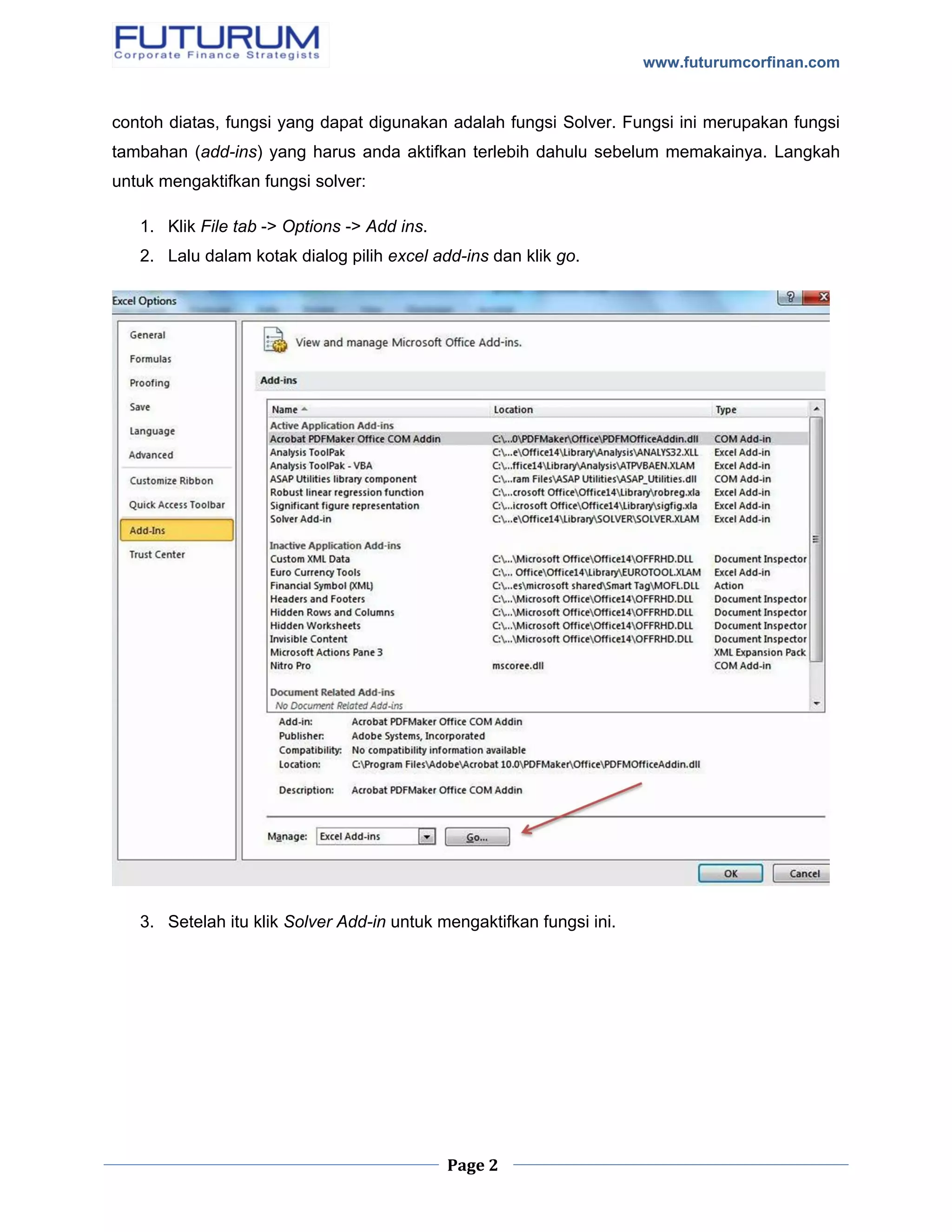 Pemanfaatan fungsi solver dalam excel untuk kasus optimalisasi | PDF