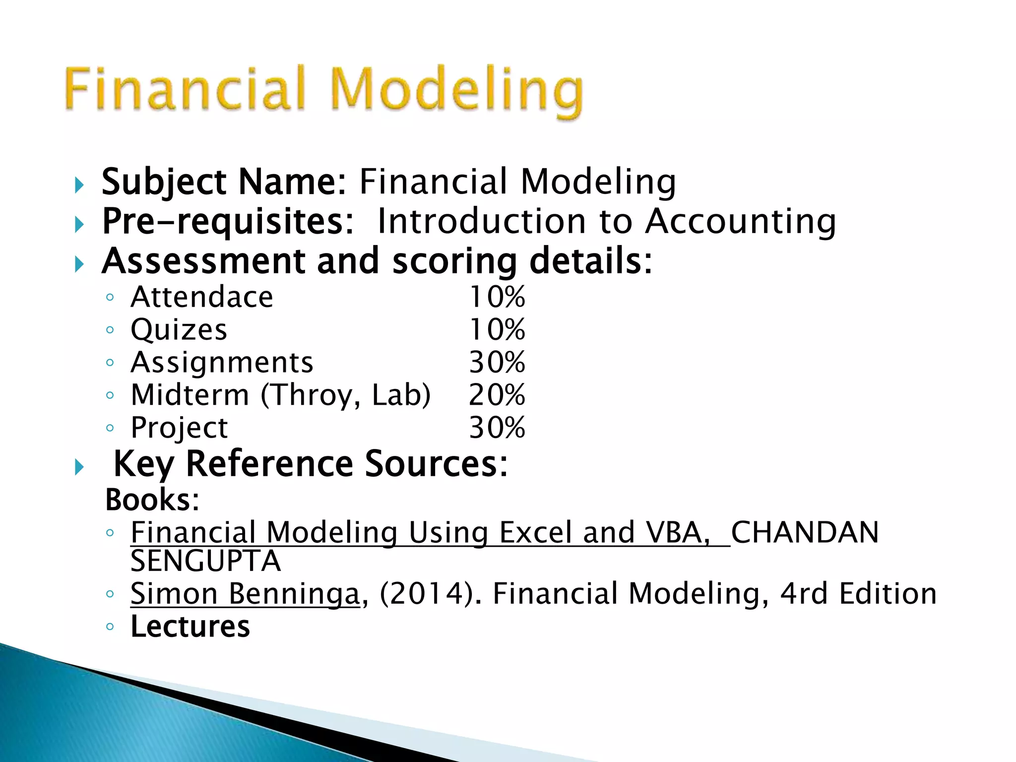 Financial modeling sameh aljabli - lecture 1 | PPT