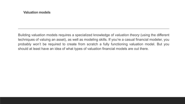 Financial modeling | PPTX | Stocks and Bonds | Personal Investing