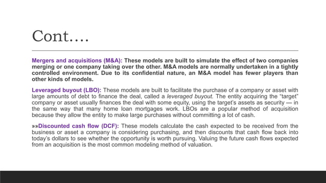 Financial modeling | PPTX | Stocks and Bonds | Personal Investing