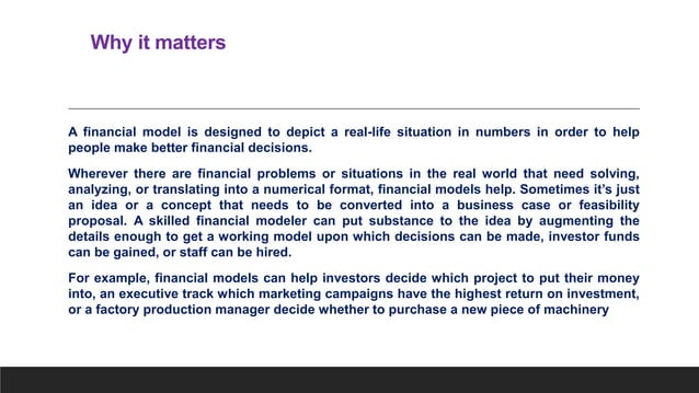 Financial modeling | PPTX | Stocks and Bonds | Personal Investing
