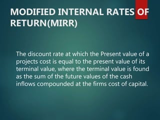 Financial modelling: IRR, MIRR ND PI | PPTX