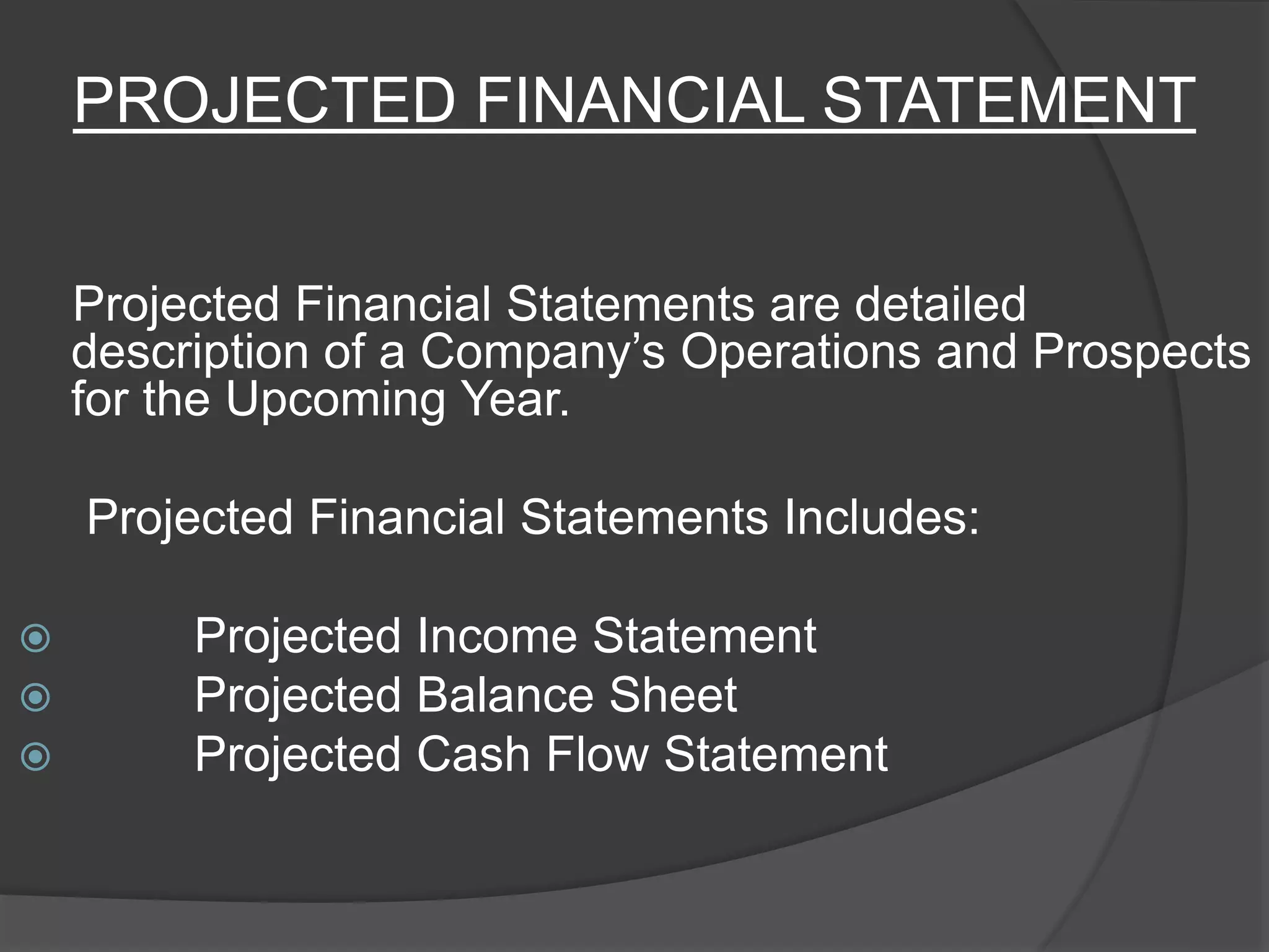 Projected Financial StatemenT | PPTX