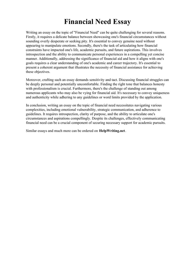 Financial Need Essay. 005 Essay Example Financial Need Scholarship Personal Letter Format For ...