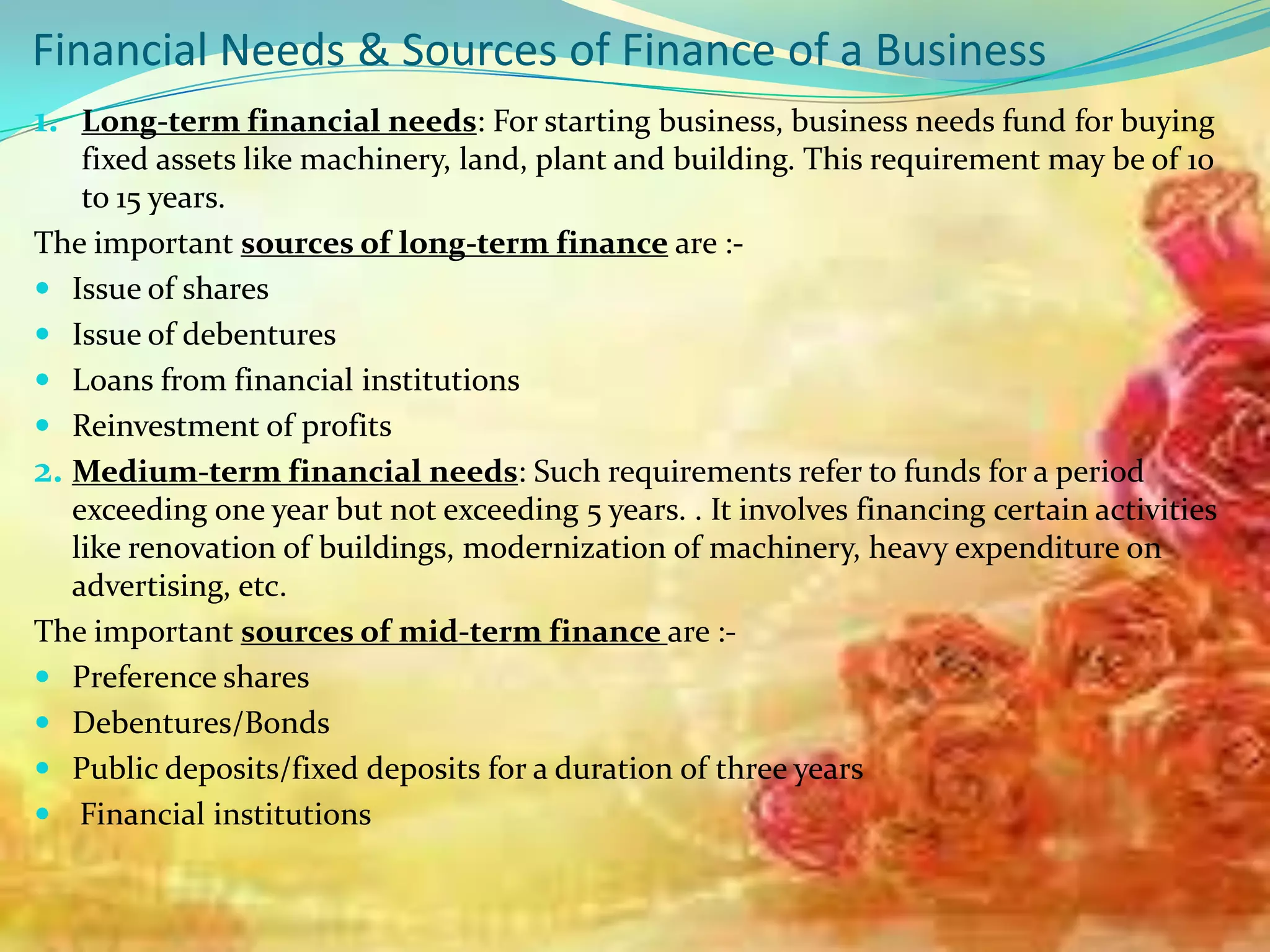 Financial needs & sources of finance of a part 1 | PPTX