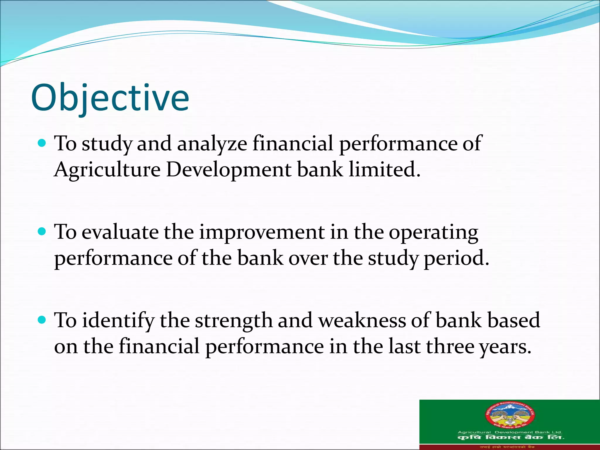 Agriculture Development Bank Financial performance Analysis | PPT