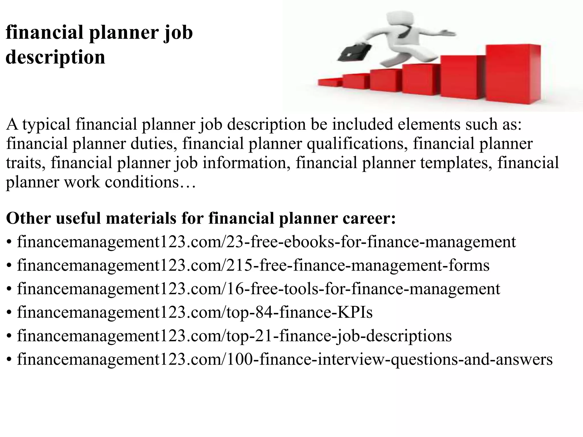 Financial planner job description | PPT