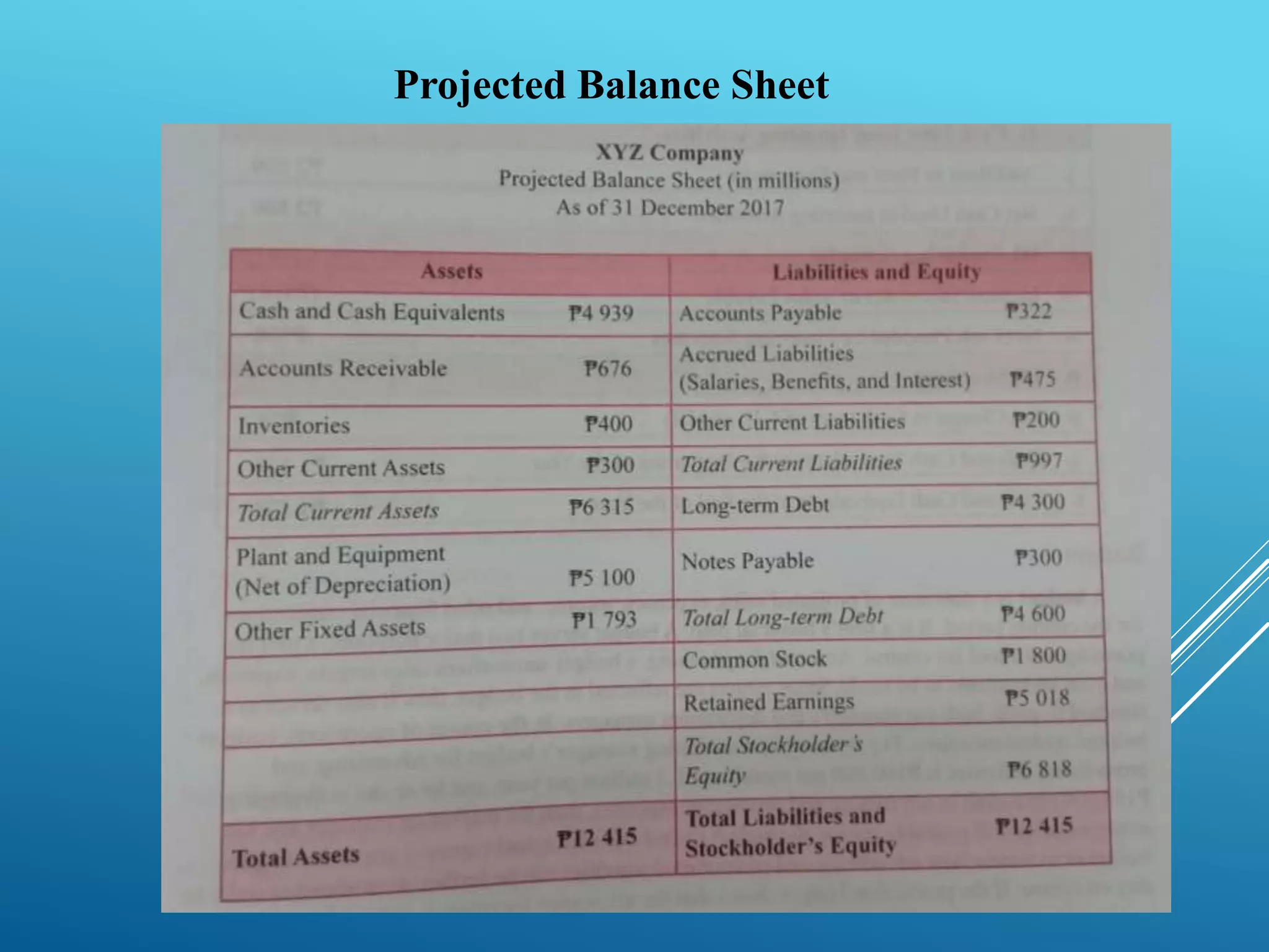 Financial projections and budgets | PPTX