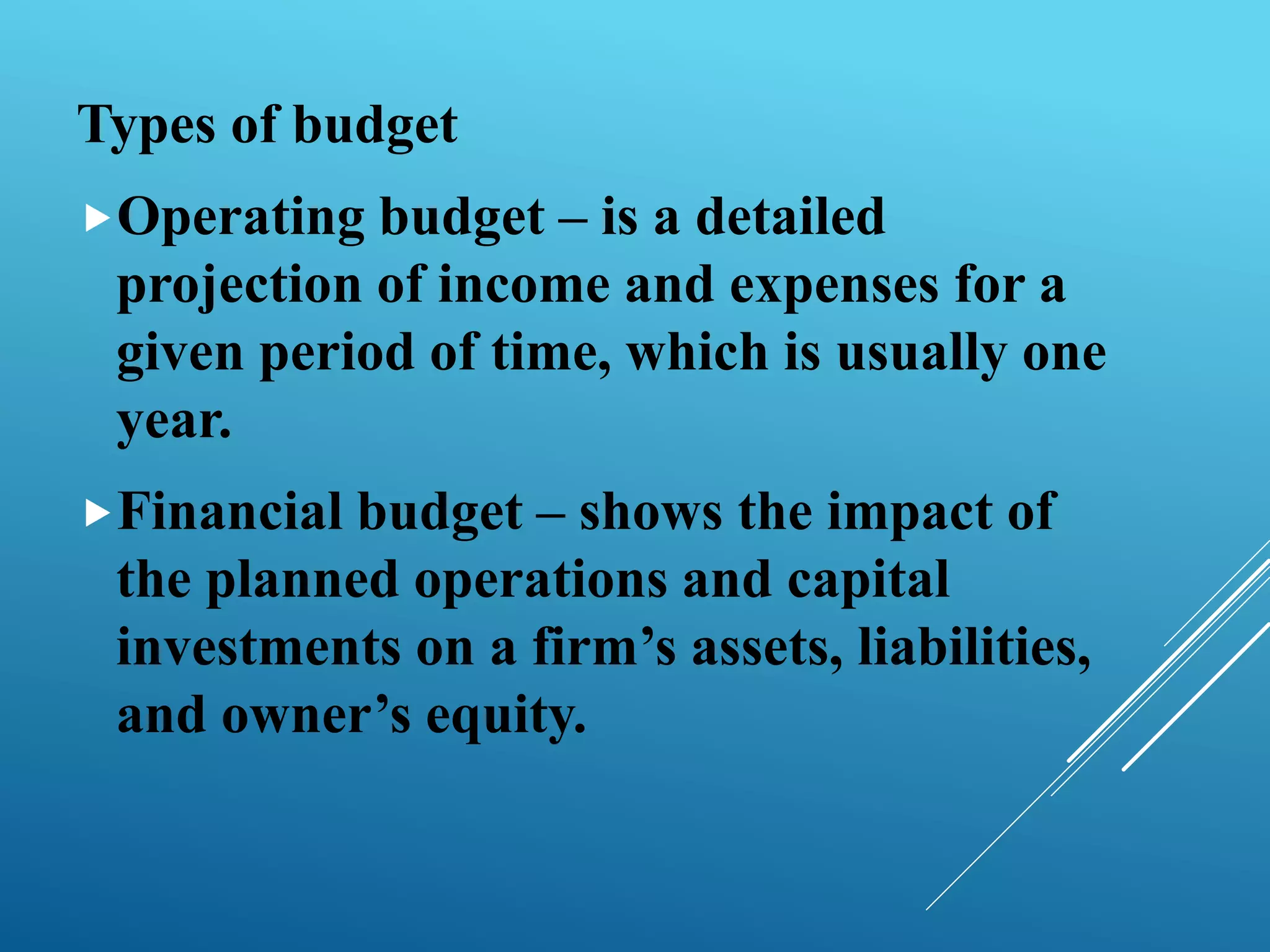 Financial projections and budgets | PPTX