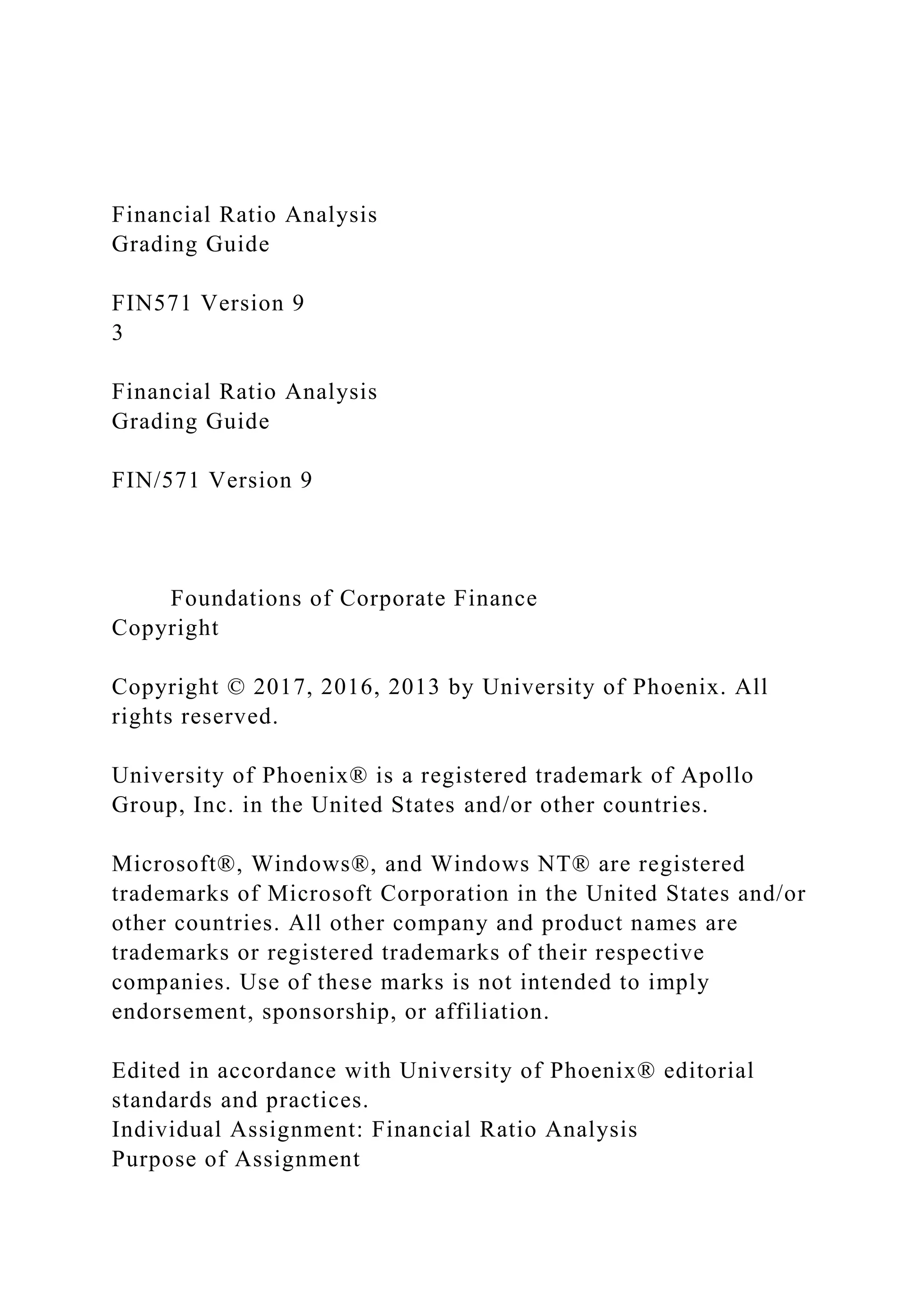 Financial Ratio Analysis .docx | Business Accounting & Finance | Business