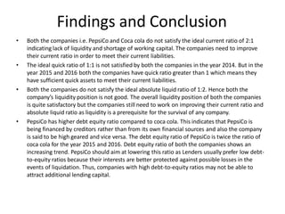 Financial ratio analysis of pepsico and coco cola | PPTX
