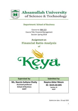 financial ratio analysis of keya company.docx