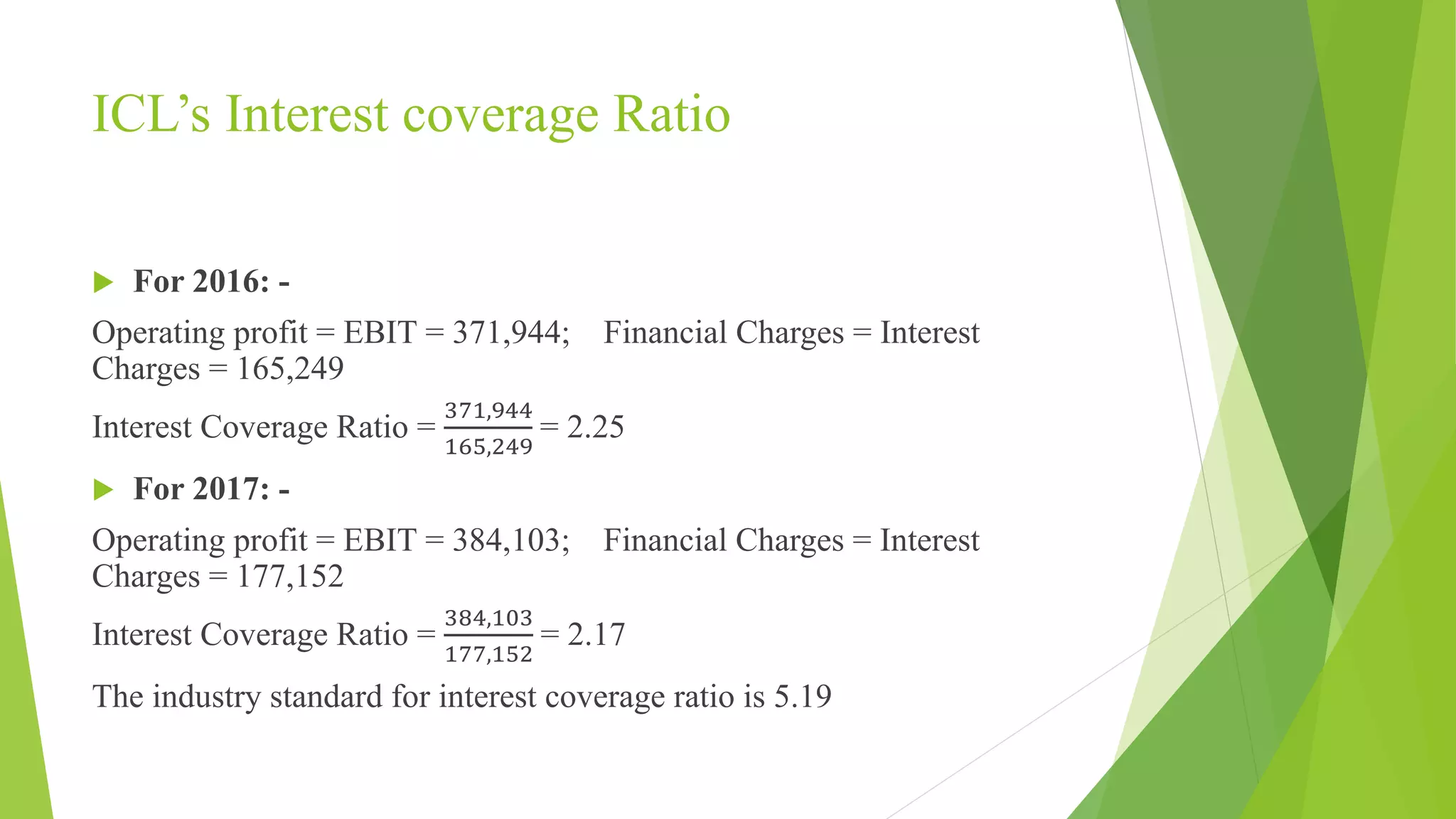 Financial ratios (with example of ICI) | PPTX