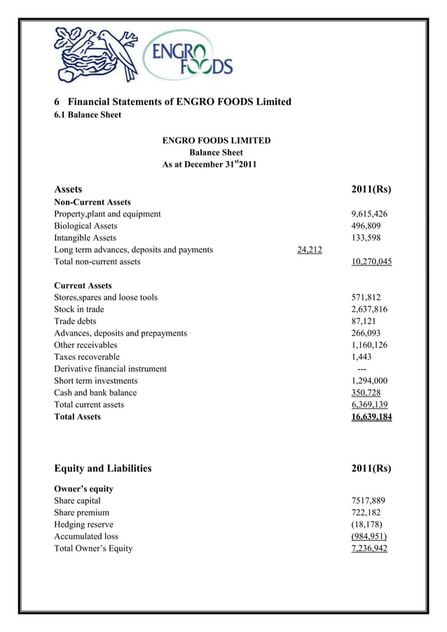 Financial ratios analysis project at Nestle and Engro Foods | DOCX