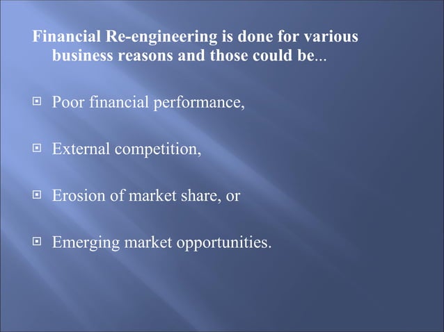 Financial re engineering.new ppt | PPT