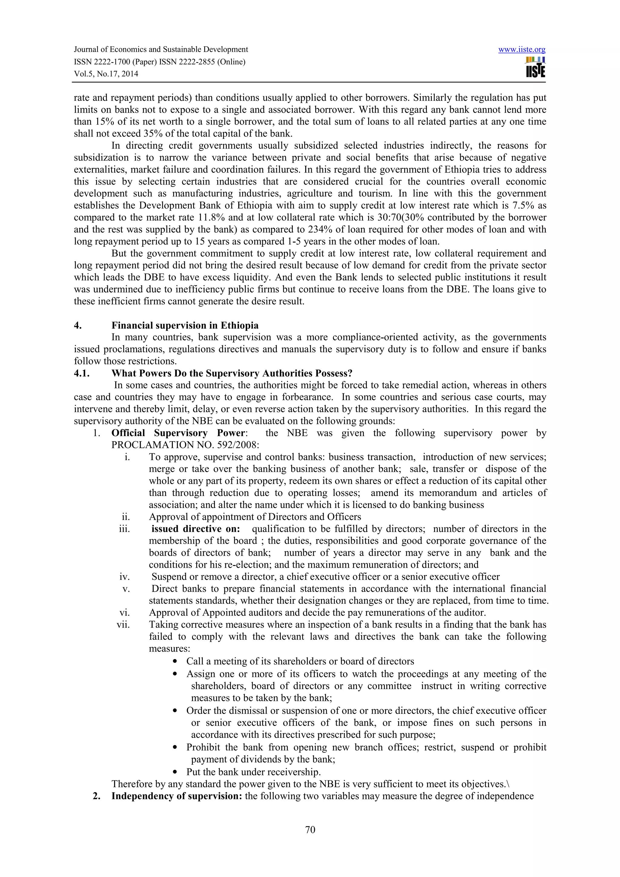 Financial regulation and supervision in ethiopia | PDF