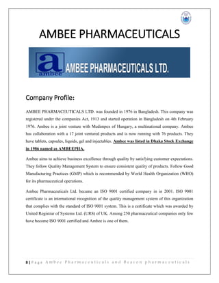 Ambee and Beacon Pharmaceuticals (Financial report analysis) | PDF