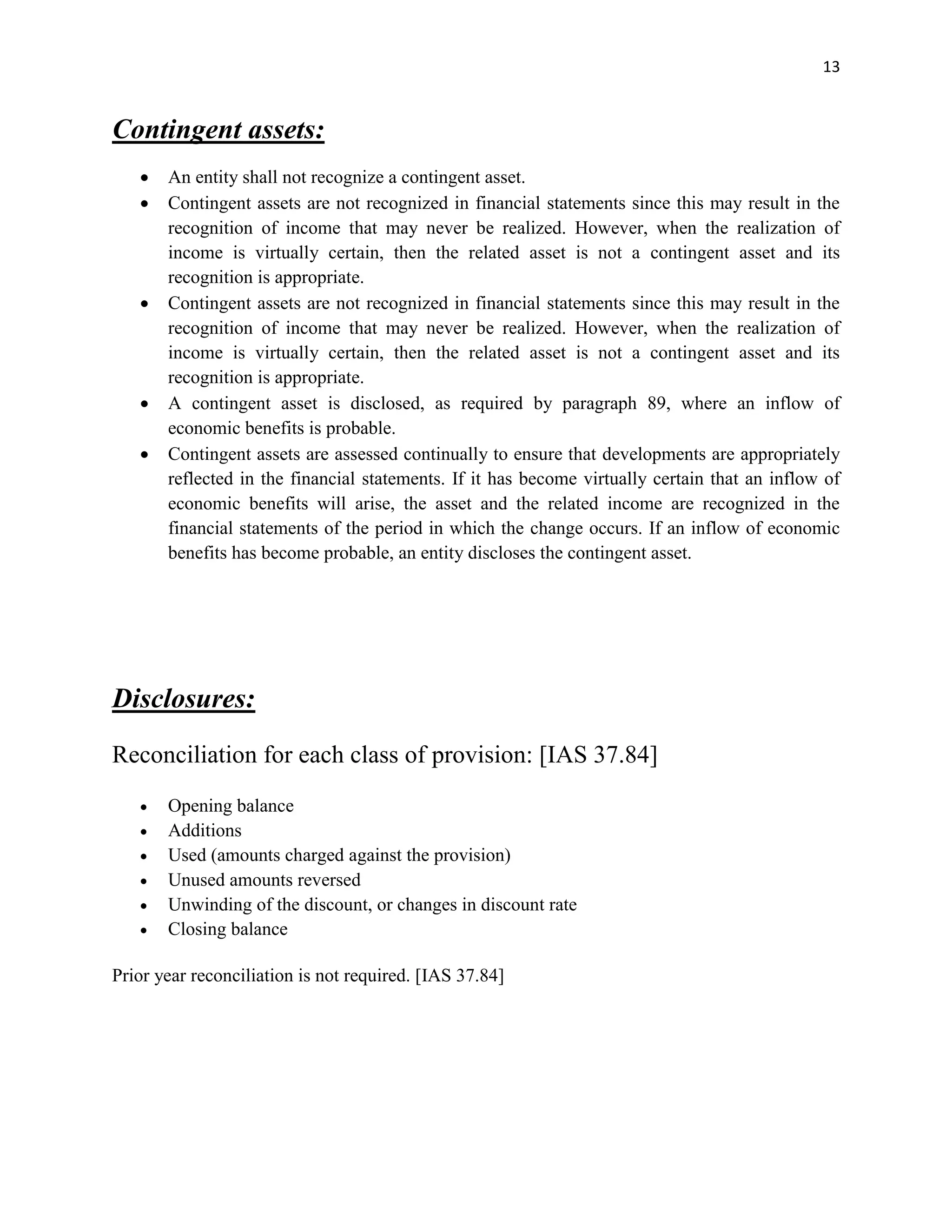 provision, contingent liabilities and contingent asset reporting | PDF ...