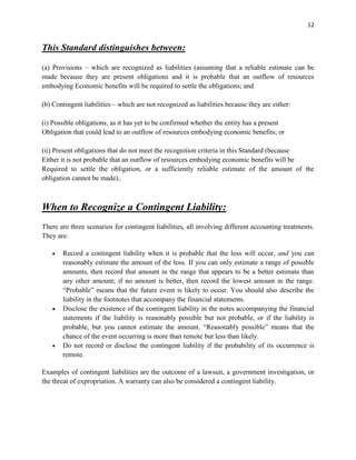 provision, contingent liabilities and contingent asset reporting | DOCX