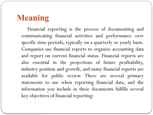 Introduction to financial reporting and standards | PPTX | Stocks and ...