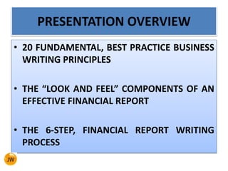Financial report writing skills trans net | PPTX