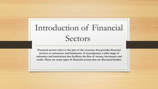 Basics of Financial sectors in india and types of it | PPTX