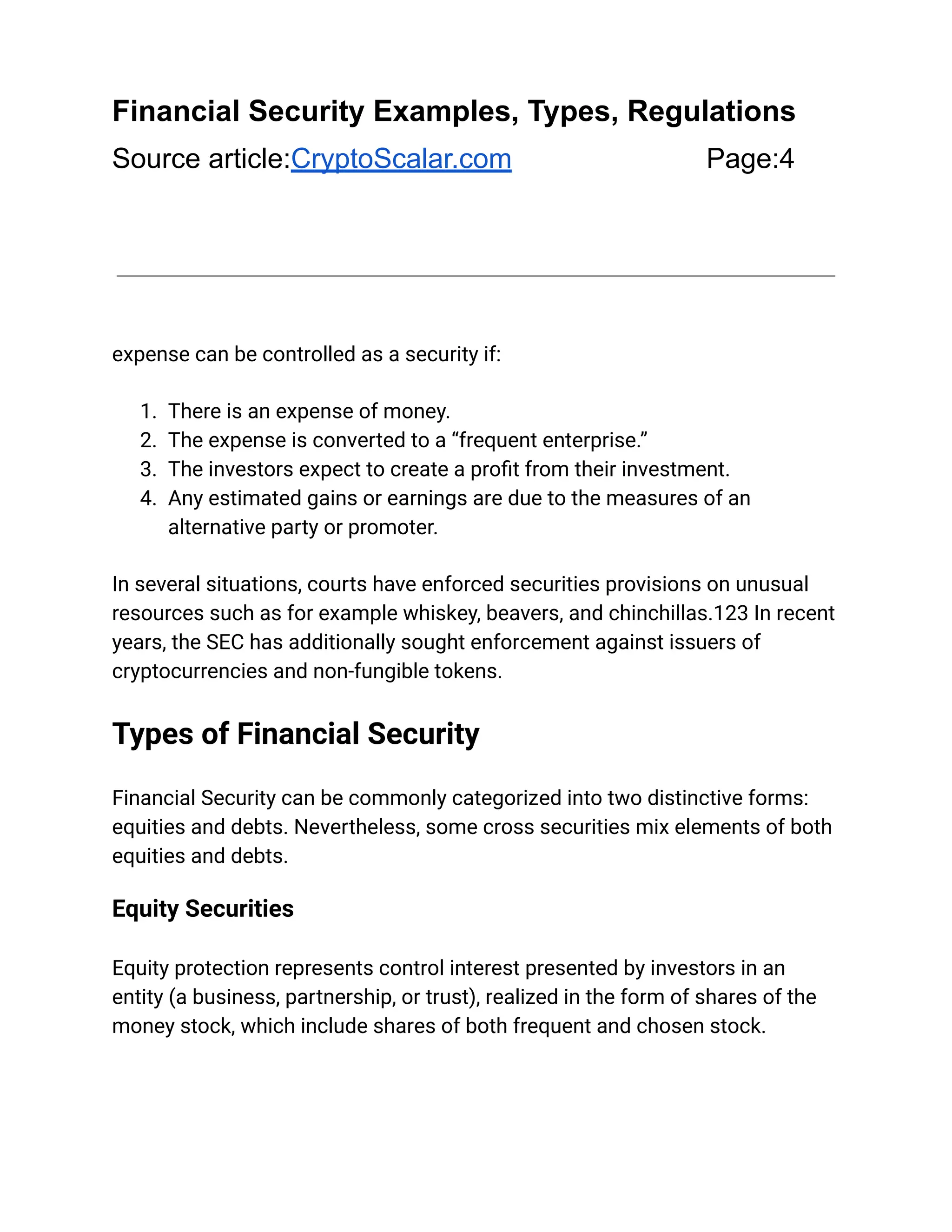 Financial Security Examples, Types, Regulations | PDF | Stocks and ...