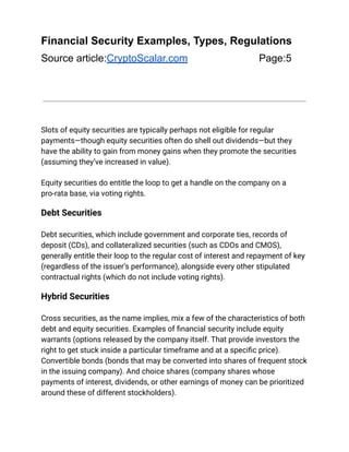 Financial Security Examples, Types, Regulations | PDF