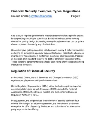 Financial Security Examples, Types, Regulations | PDF