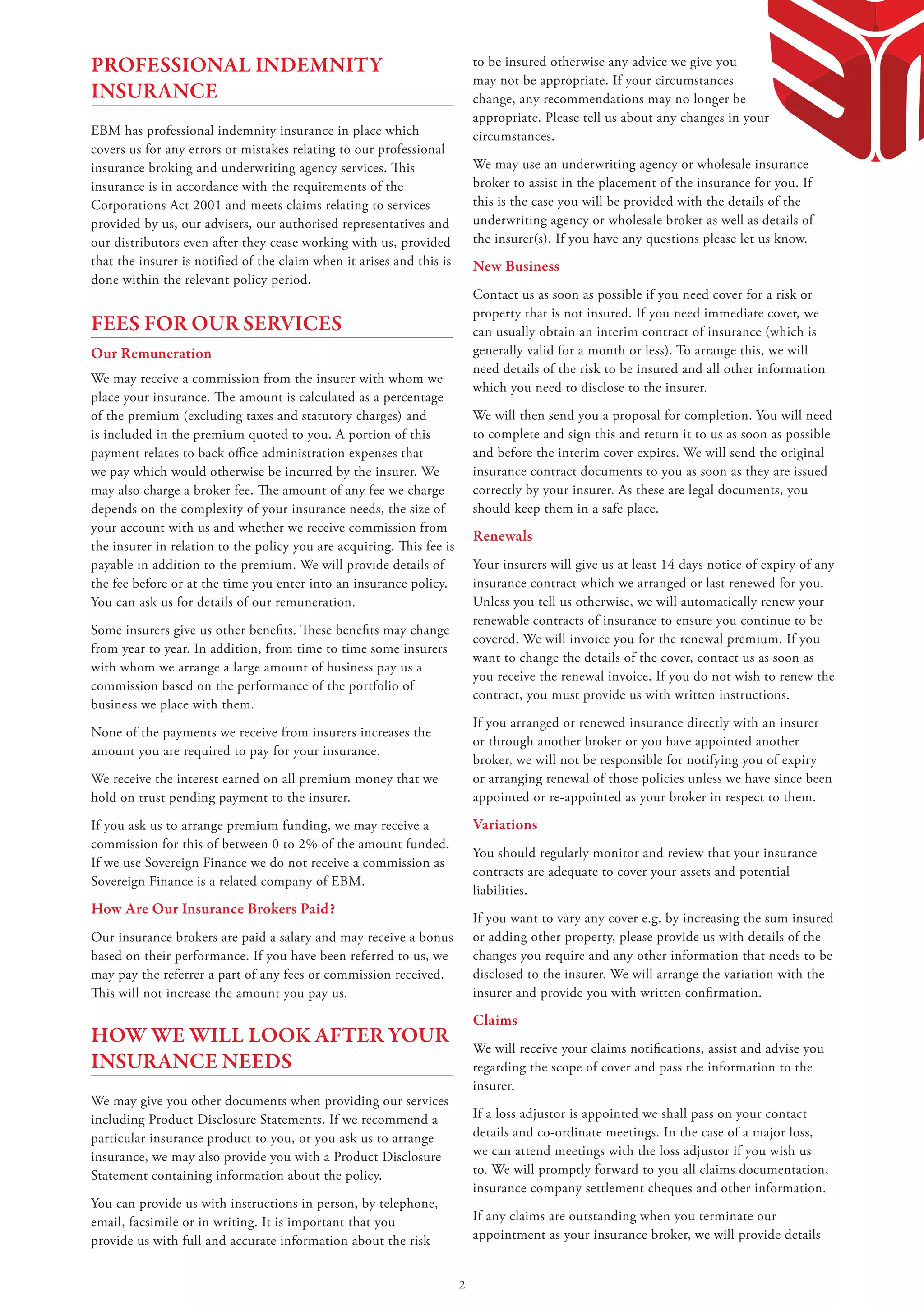 Financial services guide by EBM Insurance Brokers | PDF