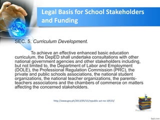 The Stakeholder of Education and the Funding Capabilities | PPTX