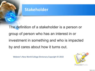 The Stakeholder of Education and the Funding Capabilities | PPTX