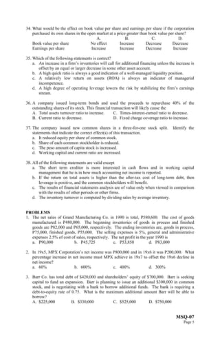 Financial_statement_analysis_Test_and_Answers | DOC | Stocks and Bonds ...