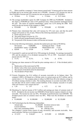 Financial_statement_analysis_Test_and_Answers | DOC | Stocks and Bonds ...