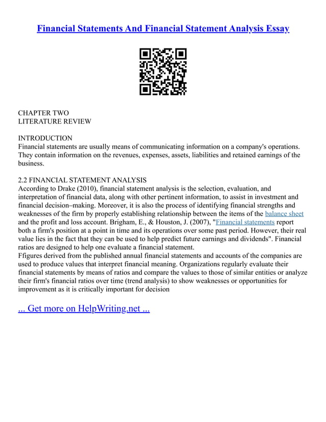 Financial Statement Analysis And Ratios | PDF