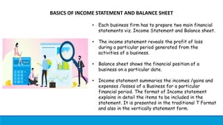 FINANCIAL STATEMENT ANALYSIS - BASICS OF BALANCE SHEET AND PROFIT AND ...