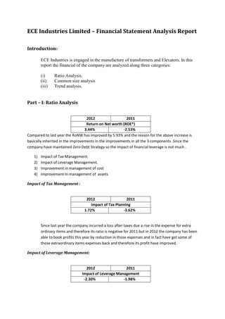 Financial statement analysis_ece_industries | PDF