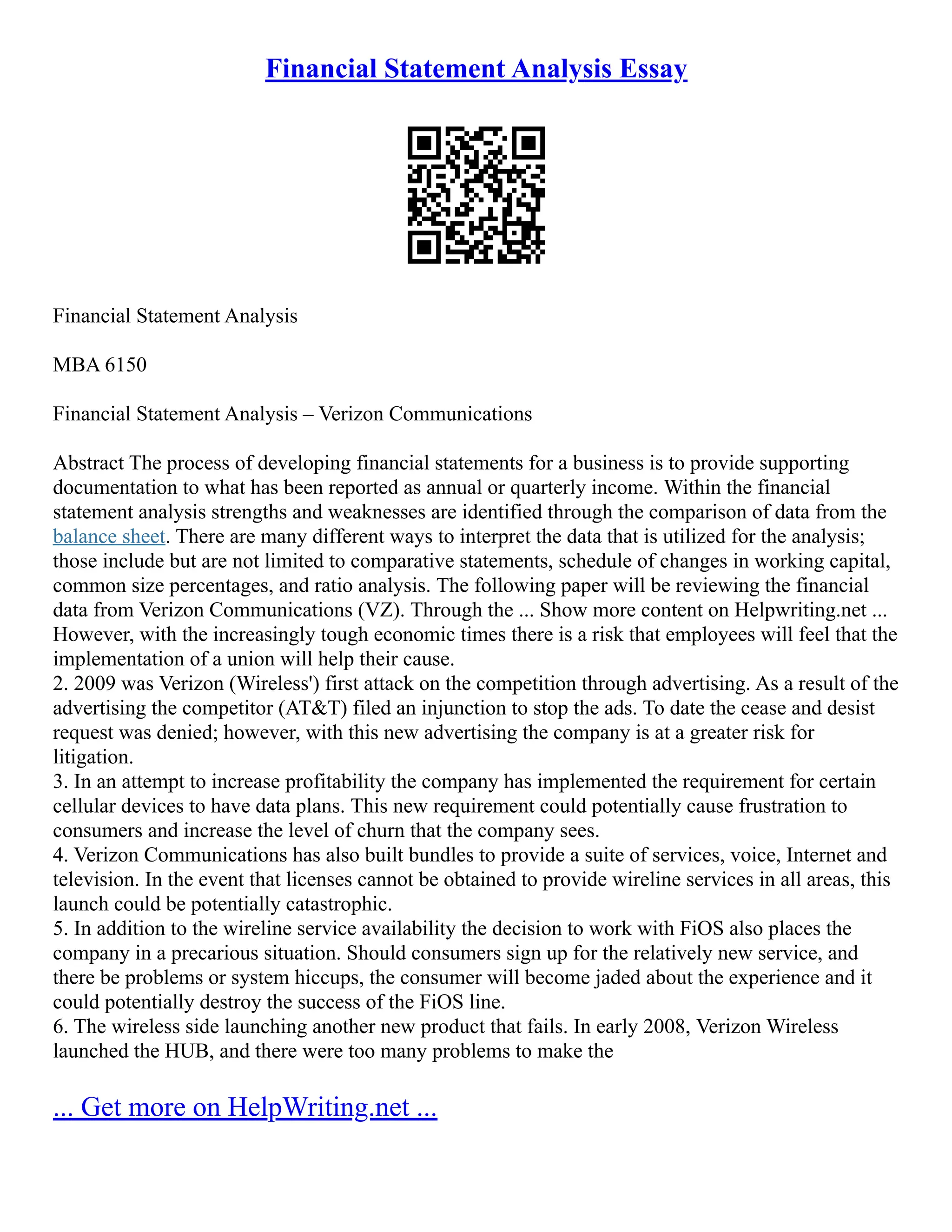 Financial Statement Analysis Essay | PDF