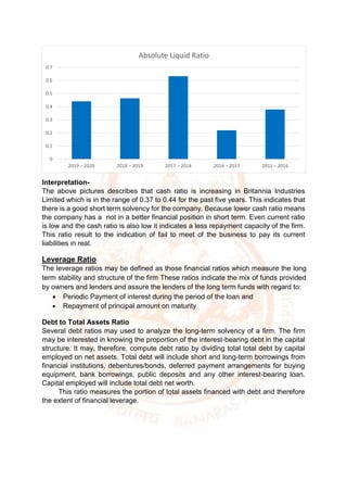 Financial statement analysis of Britania Industries limited using Ratio ...