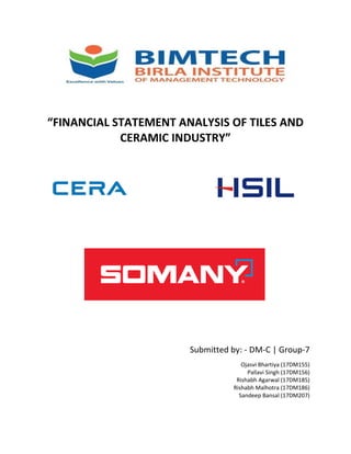 Financial statement analysis of tiles and ceramic industry | PDF