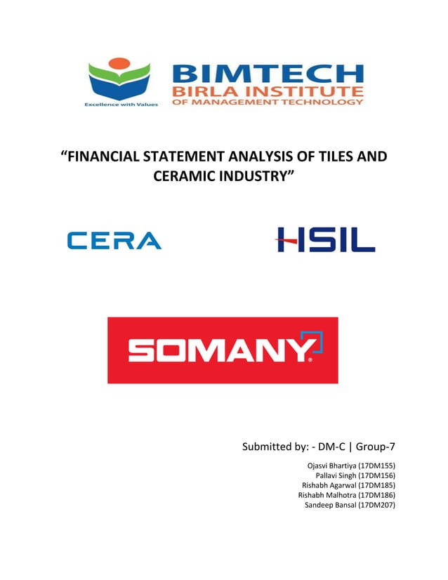 Financial statement analysis of tiles and ceramic industry | PDF