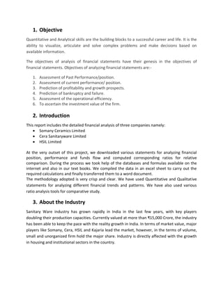 Financial statement analysis of tiles and ceramic industry | PDF