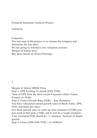 Financial Statement Analysis ProjectValuationValuation.docx