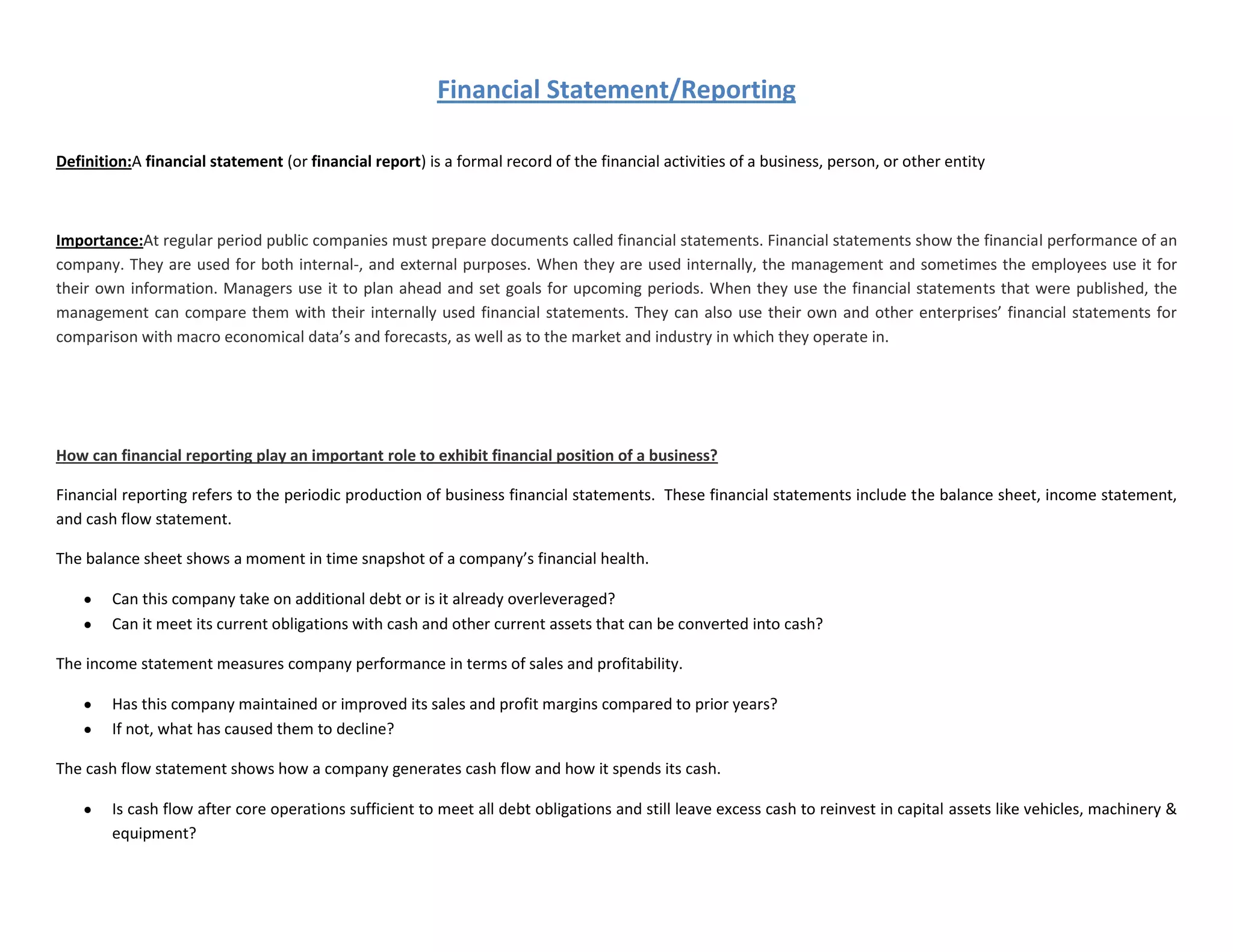 Financial statement assignment | DOCX