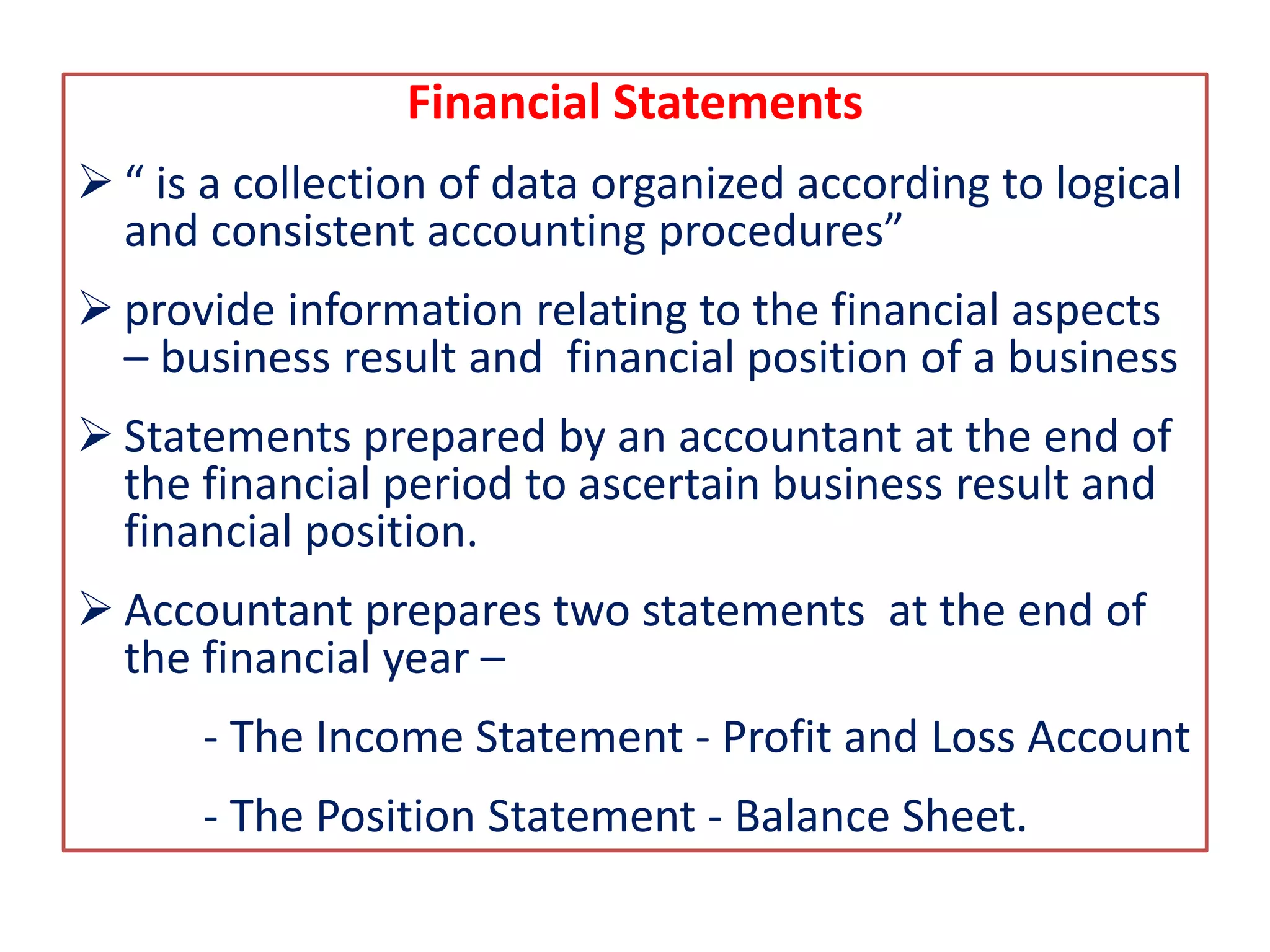 Financial statements | PPTX