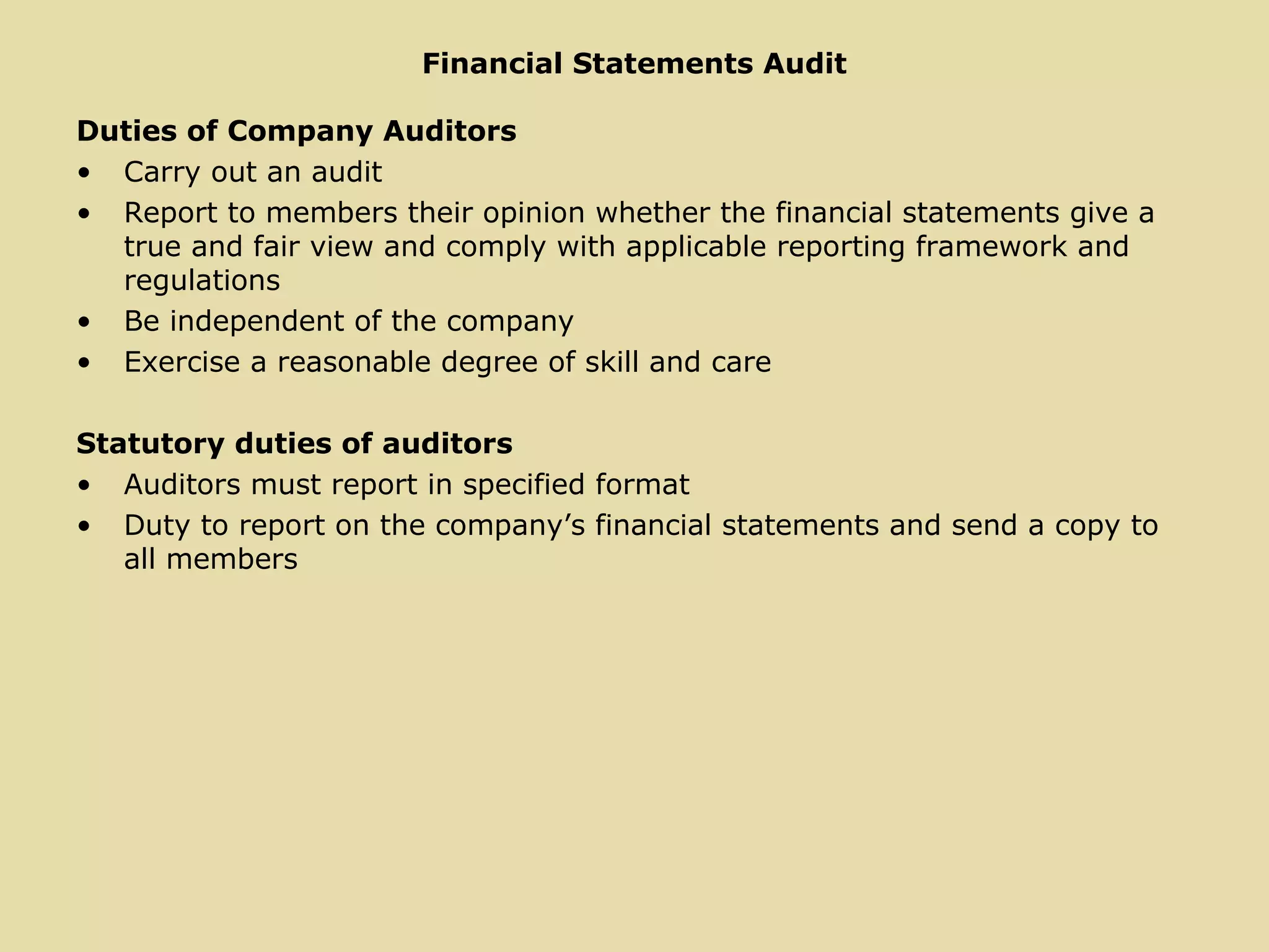 Financial Statements Audit | PPT